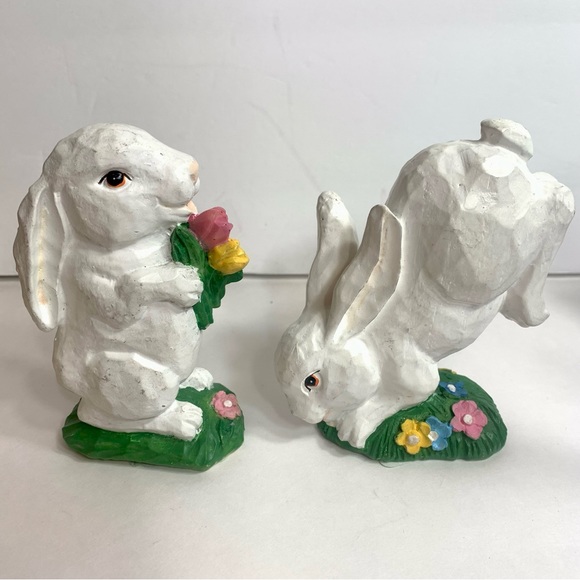 Source Unknown | Accents | Vintage Bunnies Set Of Two Two White Resin ...